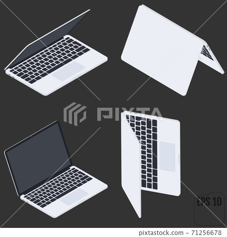 Flat Isometric Laptops. Flat Notebooks. - Stock Illustration [71256678 ...
