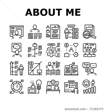 About Me Presentation Collection Icons Set Vector - Stock Illustration ...