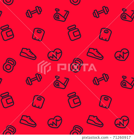fitness pattern, seamless red background - Stock Illustration [71260917 ...