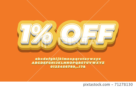 1% off sale discount promotion text 3d orange... - Stock Illustration ...