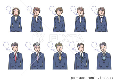 Depressed and soulless office lady and... - Stock Illustration ...