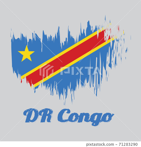 Brush style color flag of Dr Congo, Sky blue... - Stock Illustration ...