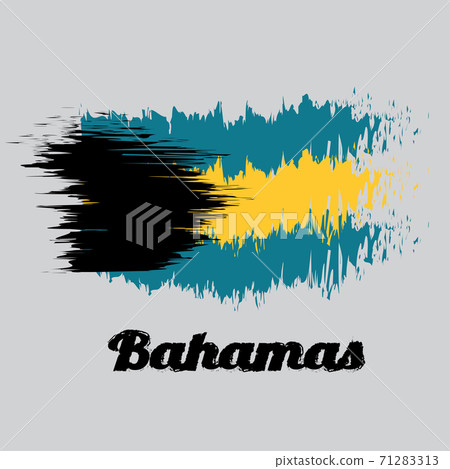 Brush style color flag of Bahamas, text Bahamas. - Stock Illustration ...