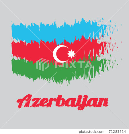 Brush style color flag of Azerbaijan, with name... - Stock Illustration ...