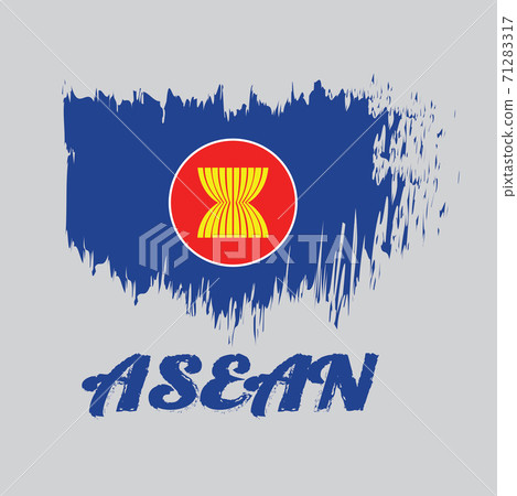 Brush style color flag of Asean, with text Asean. - Stock Illustration ...