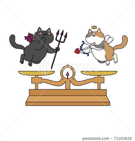 Devil cat and angel cat referee - Stock Illustration [71283628] - PIXTA