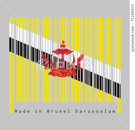 Barcode set the color of Brunei flag, red crest... - Stock Illustration ...