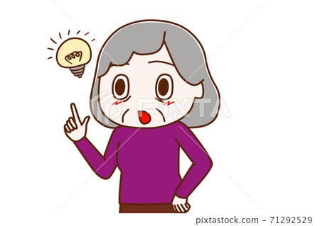 Elderly woman with peen and ideas - Stock Illustration [71292529] - PIXTA