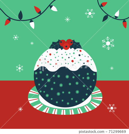 Christmas Pudding Decorative vector poster - Stock Illustration ...