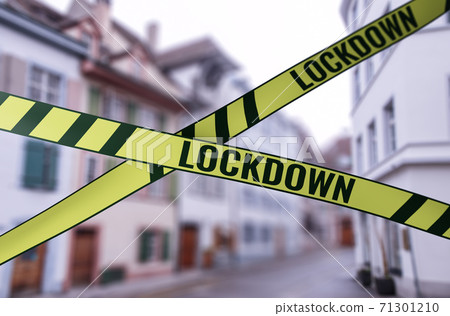 Yellow lockdown tape on street - Stock Illustration [71301210] - PIXTA