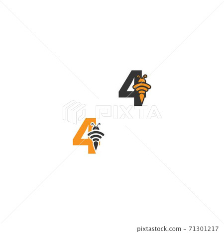 Number4 bee icon creative design logo - Stock Illustration [71301217 ...