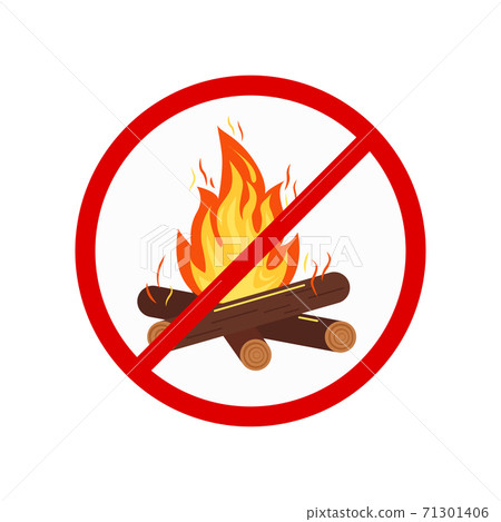 No bonfire or camping sign isolated on white... - Stock Illustration ...