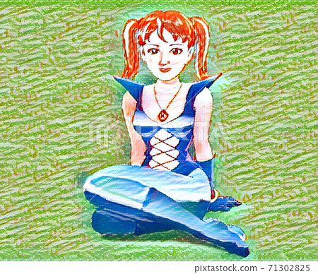 Cosplay girl crayon drawing - Stock Illustration [71302825] - PIXTA