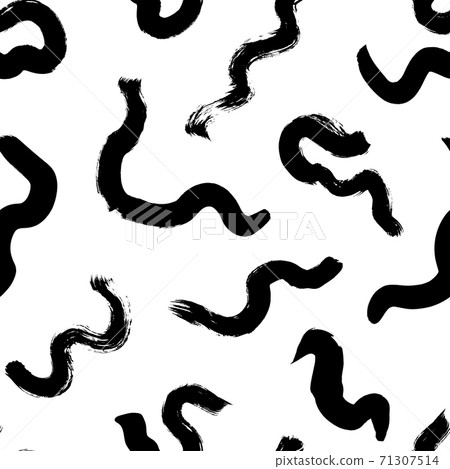 Black paint freehand curls vector seamless pattern - Stock Illustration ...