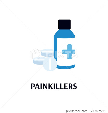 Bottle with medication and painkillers tablets... - Stock Illustration ...