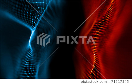 Blue and red background. Light data tech dot... - Stock Illustration ...