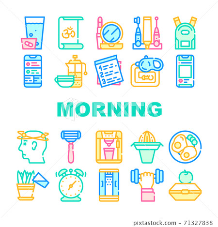 Morning Routine Daily Collection Icons Set Vector - Stock Illustration ...