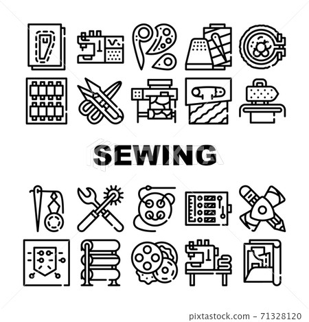 Sewing Craft Studio Collection Icons Set Vector - Stock Illustration ...