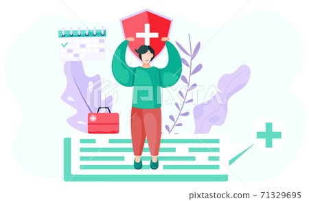 Health protection concept. A man patient... - Stock Illustration ...