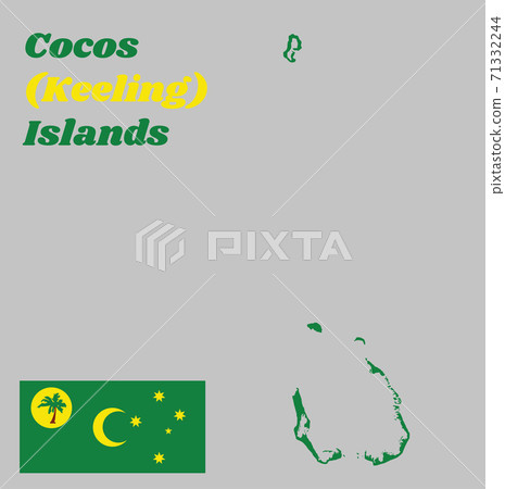 Map outline and flag of Cocos (Keeling)... - Stock Illustration ...