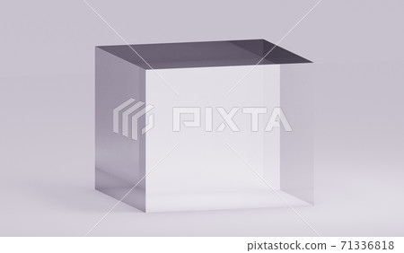 transparent glass cube on gray background, 3d... - Stock Illustration ...