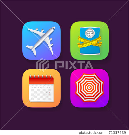 Realistic Detailed 3d Mobile Application Icons... - Stock Illustration ...