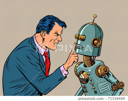 A man against a robot. Rage aggression strong...-插圖素材 [71338494] - PIXTA圖庫