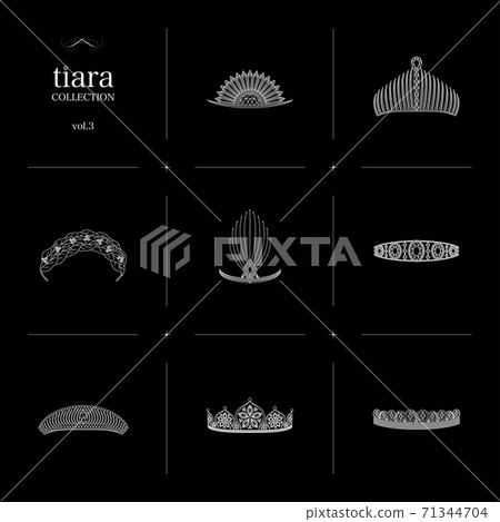 Tiara Collection 3 Line Art Illustration_White - Stock Illustration ...