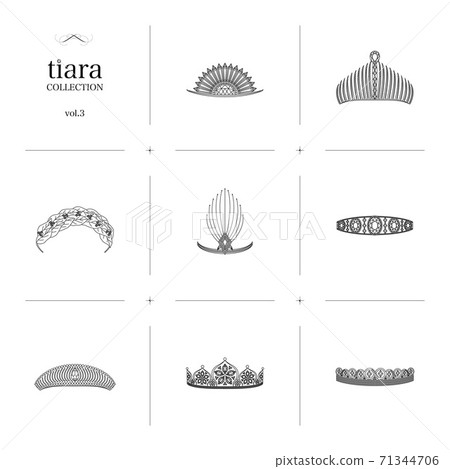 Tiara Collection 3 Line Art Illustration_Black - Stock Illustration ...