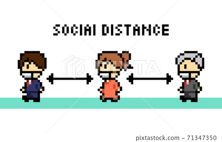 Pixel art: social distance - Stock Illustration [71347350] - PIXTA