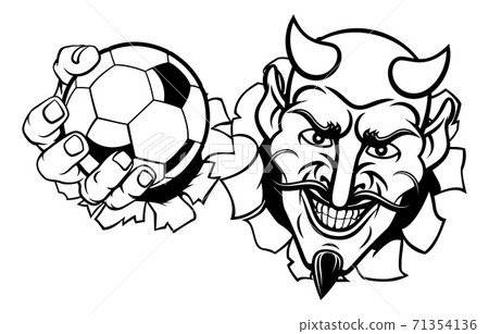 Devil Soccer Football Ball Sports Mascot Cartoon - Stock Illustration ...