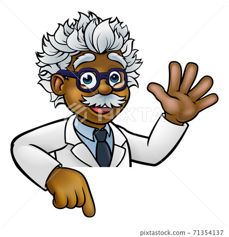Cartoon Scientist Professor Pointing at Sign - Stock Illustration ...
