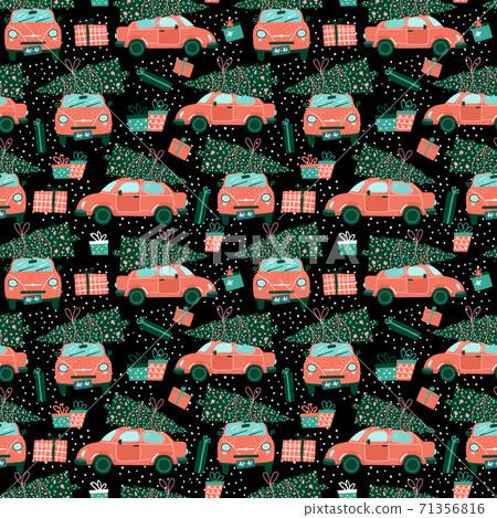 Vector seamless pattern with red car and... - Stock Illustration ...