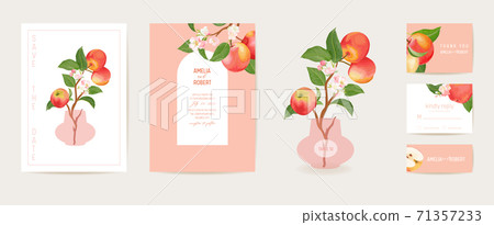 Apple invitation vector card. Wedding vintage... - Stock Illustration ...