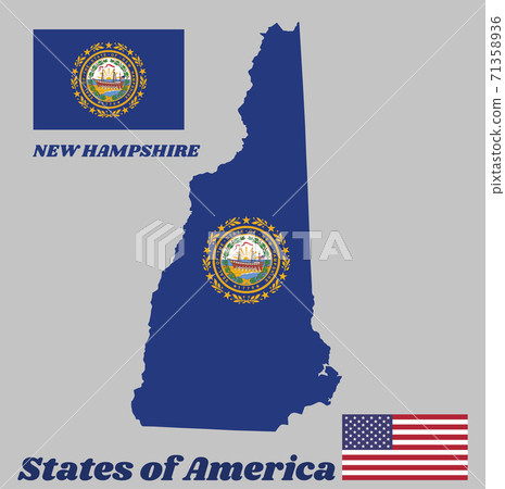 Map outline and flag of New Hampshire. the... - Stock Illustration ...