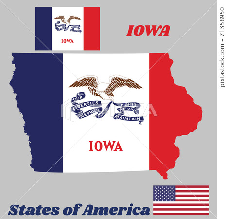 Map outline and flag of Iowa, - Stock Illustration [71358950] - PIXTA