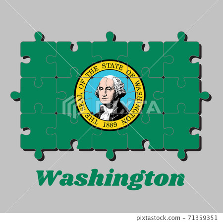 Jigsaw puzzle of Washington flag, The states of... - Stock Illustration ...