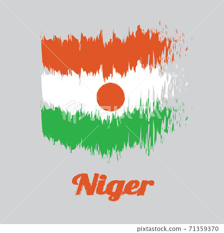 Brush style color flag of Niger, orange white... - Stock Illustration ...