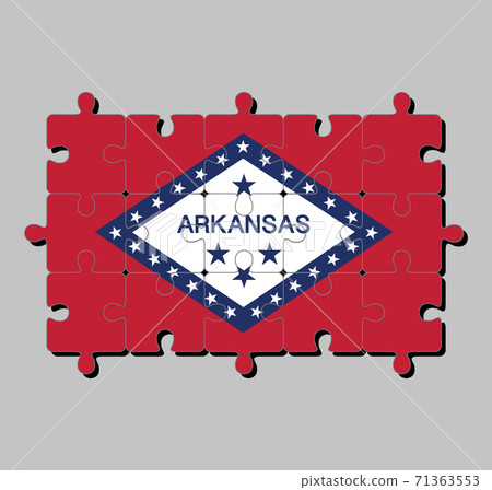 Jigsaw puzzle of Arkansas flag. The states of... - Stock Illustration ...