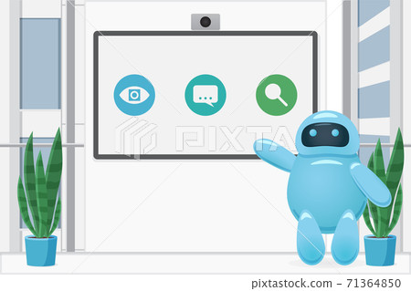 Bot in the conference room presenting cognitive... - Stock Illustration ...