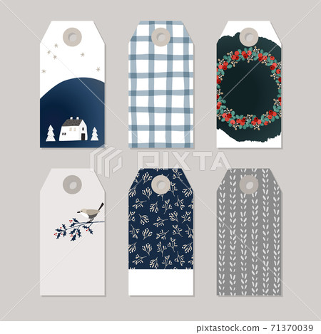 Set of Christmas Scandinavian gift tags,... - Stock Illustration ...