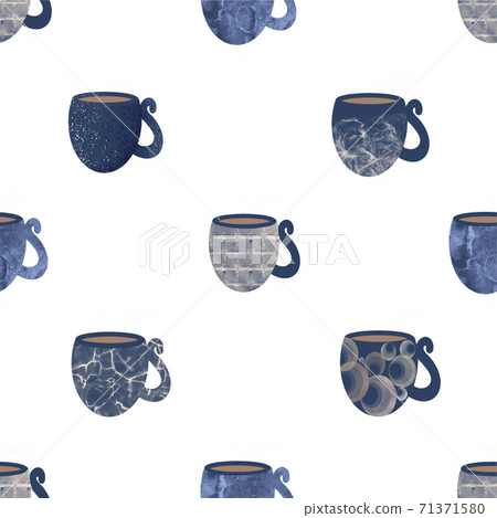 pattern of ceramic cups Hand-drawn illustration - Stock Illustration ...