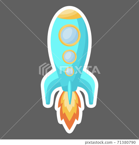 Cartoon Rocket With Fire