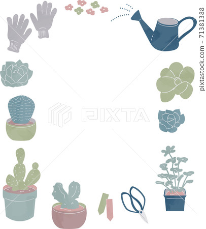 Succulent frame gardening colored background... - Stock Illustration ...