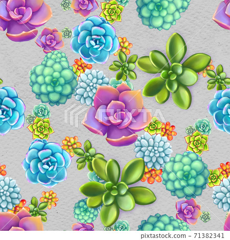 Seamless pattern with succulents. Beautiful... - Stock Illustration ...