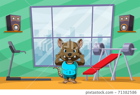 The muscular mouse doing sport in the gym place - Stock Illustration ...
