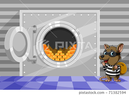 hief mouse stealing the bar of gold from the... - Stock Illustration ...