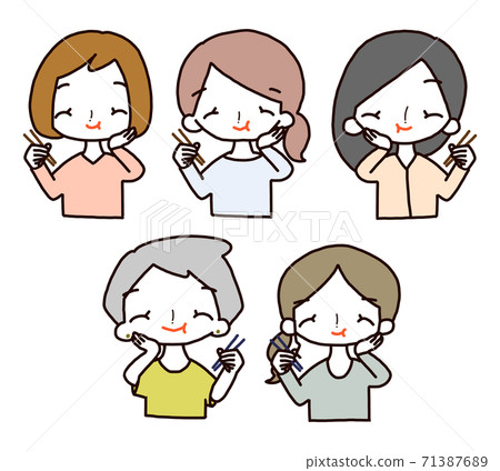 Female eating pose icon set - Stock Illustration [71387689] - PIXTA