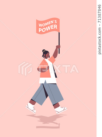 african american girl activist holding flag... - Stock Illustration ...