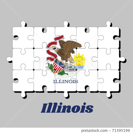Jigsaw puzzle of Illinois flag. The states of... - Stock Illustration ...
